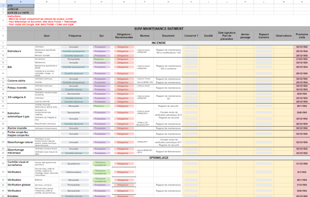 Téléchargez notre Tableau des Visites Générales Périodiques - Sécuripro